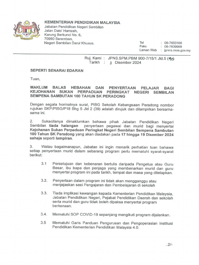 Maklum Balas Hebahan Dan Penyertaan Pelajar Bagi Kejohanan Sukan ...