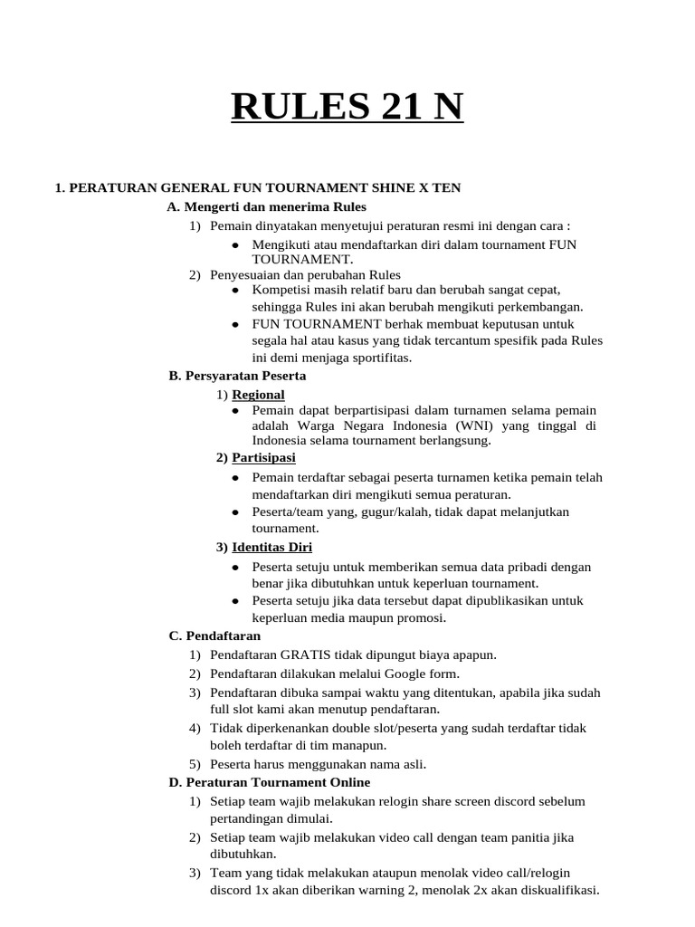 Aturan Turnamen FUN 2023 di Indonesia | PDF