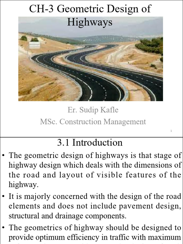 CH-3 Geometric Design of Highways | PDF | Road | Transport Infrastructure