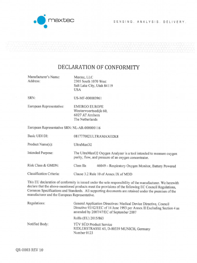 UltramaxO2 QR 0003 Rev 10 | PDF