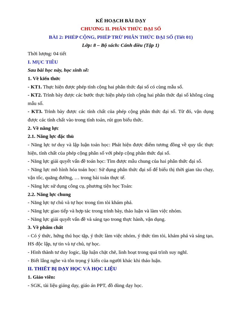 Ga Phép C NG Phân TH C ĐS - 8a2 | PDF