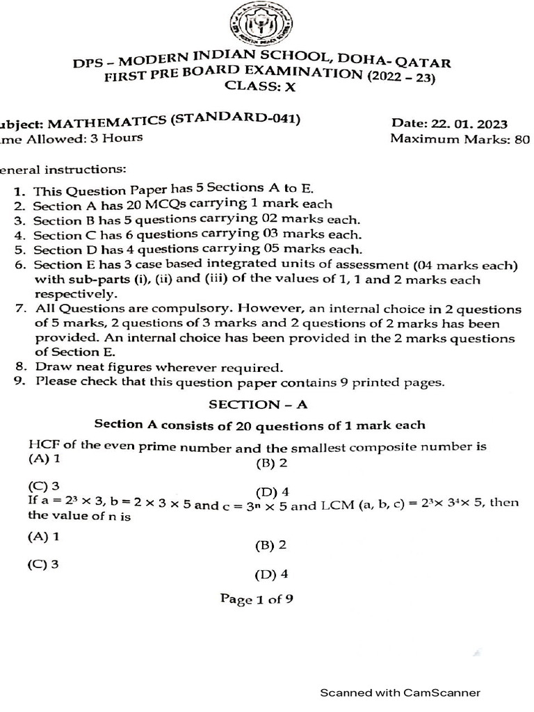 DPS-Pre Board1-QP | PDF