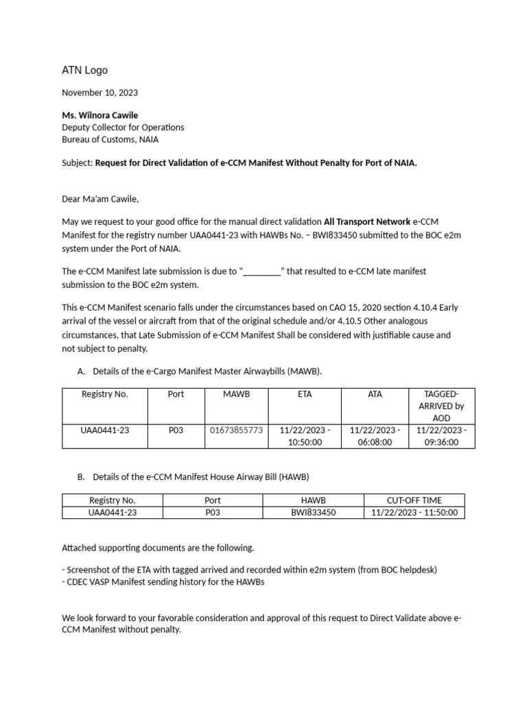 Darft Letter For Direct Validation (1) | PDF