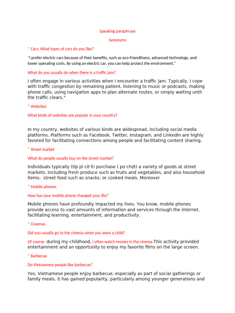 Speaking Paraphrase | PDF | Movie Theater | Fruit Preserves