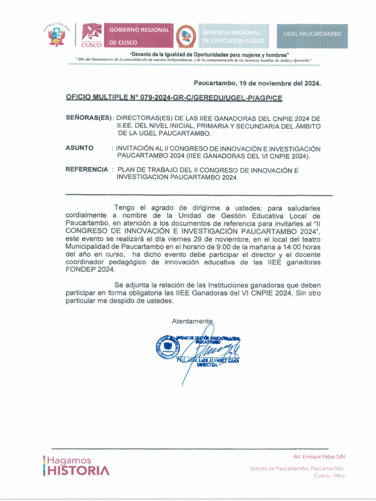 Oficio Multiple #079-2024 | PDF