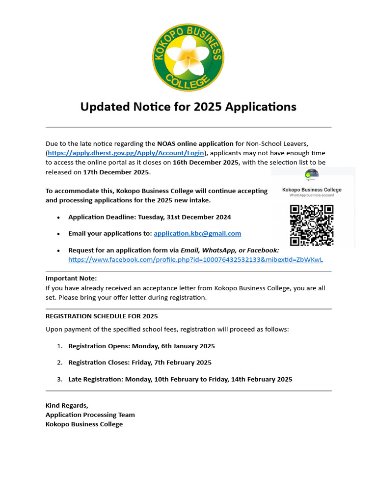 Updated Notice For 2025 Applications | PDF
