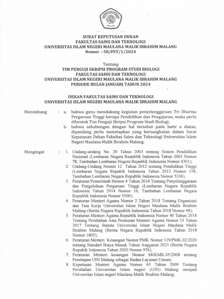 SK Penguji Skripsi Genap 2024 (1) | PDF