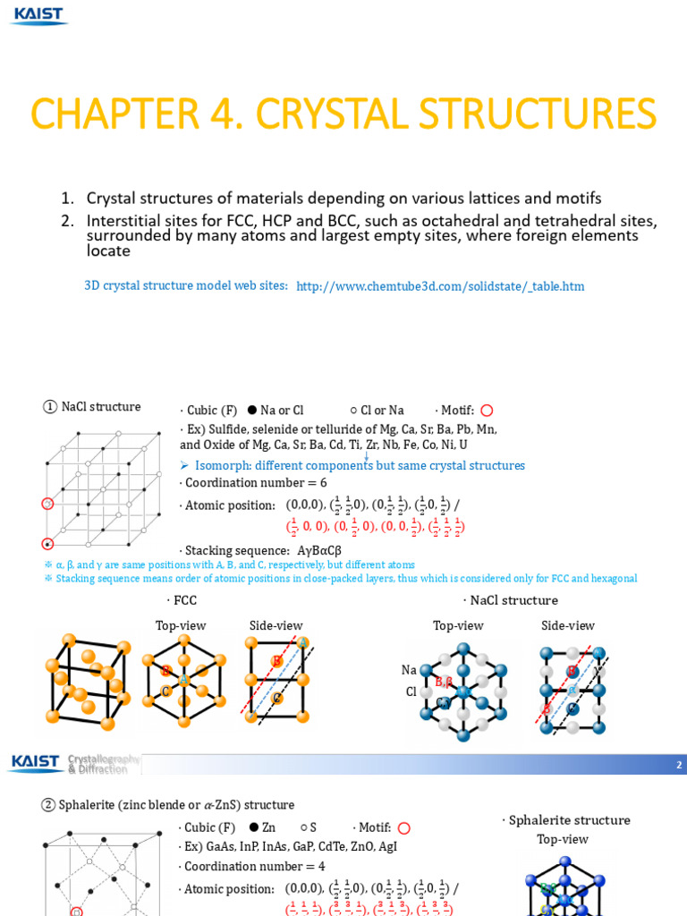 Chapter 4. Crystal Structures - 2024 | PDF | Crystal Structure | Chemistry