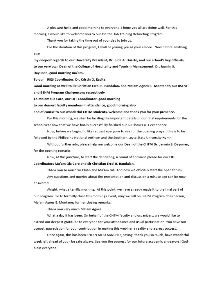 Debrief-Program | PDF