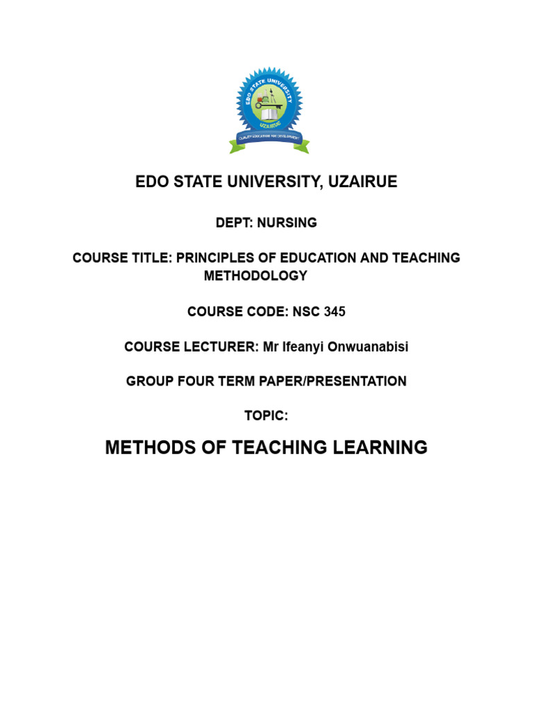 Group 4 - Methods of Teaching Learning | PDF | Methodology | Learning