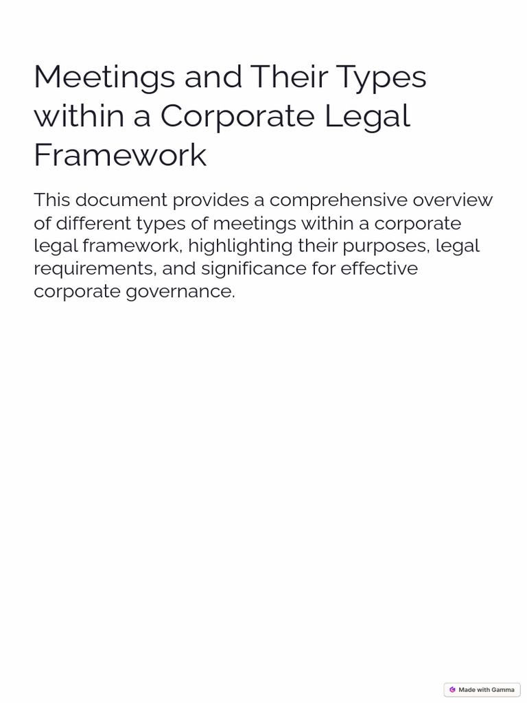 Meetings and Their Types Within A Corporate Legal Framework | PDF ...