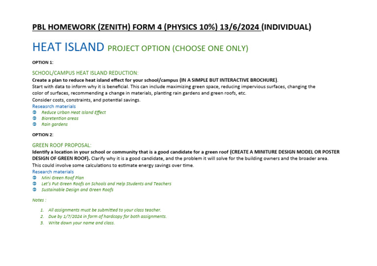 PBL HOMEWORK Zenith Form 4 | PDF