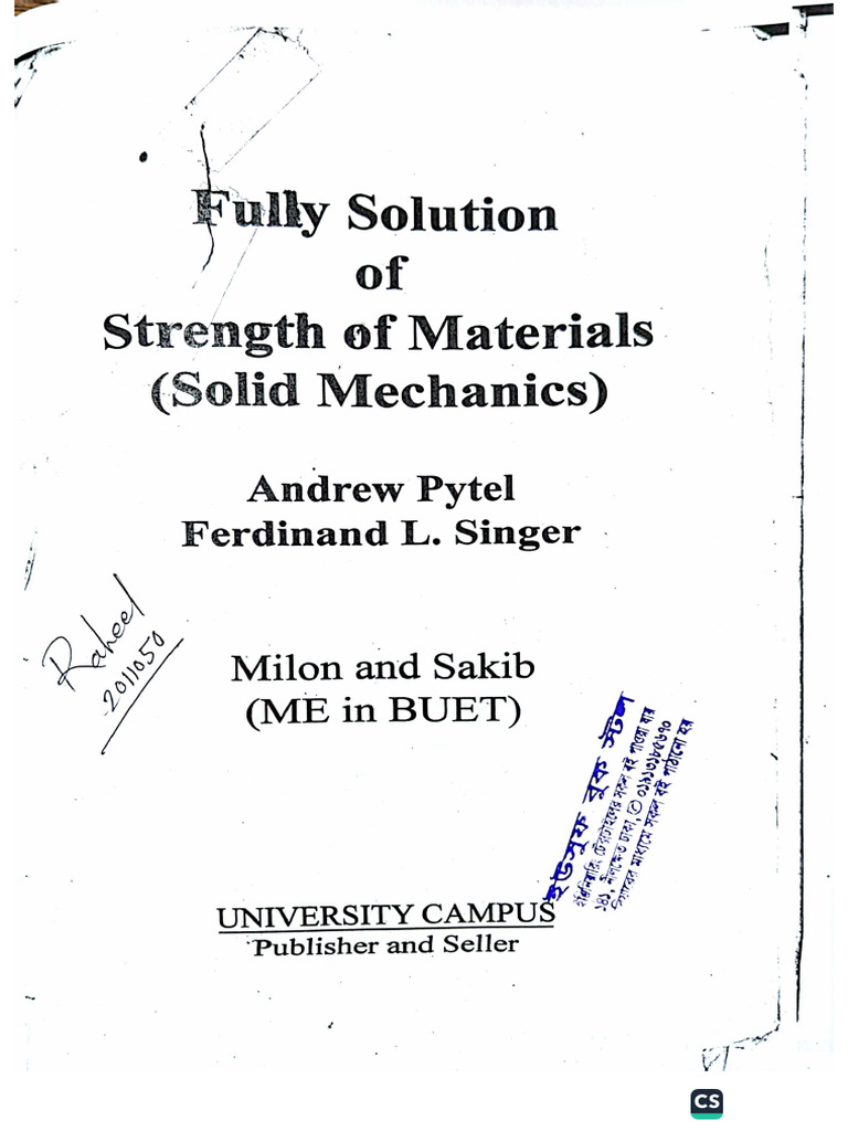 Full Solution of Strength of Materials-By Singer 4th Edition | PDF