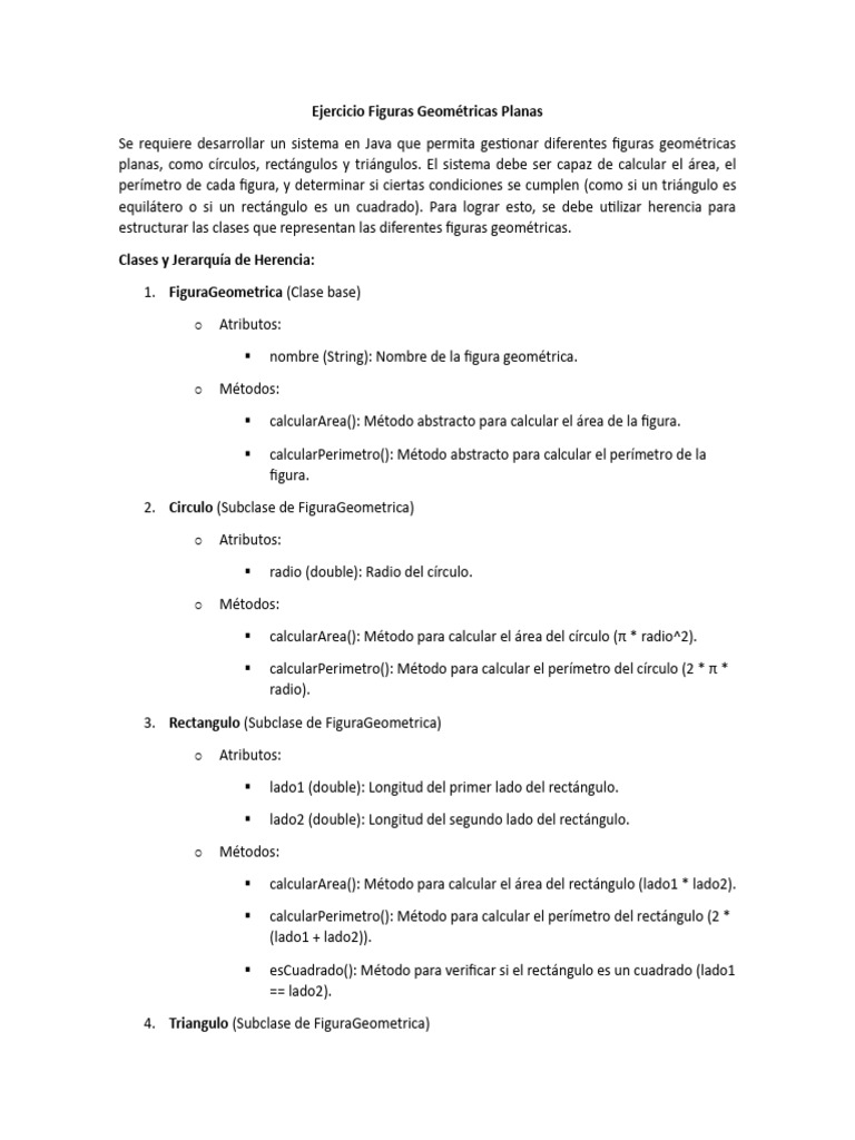 Ejercicio Figuras Geométricas Planas (Herencia) | PDF | Triángulo | Herencia (Programación ...