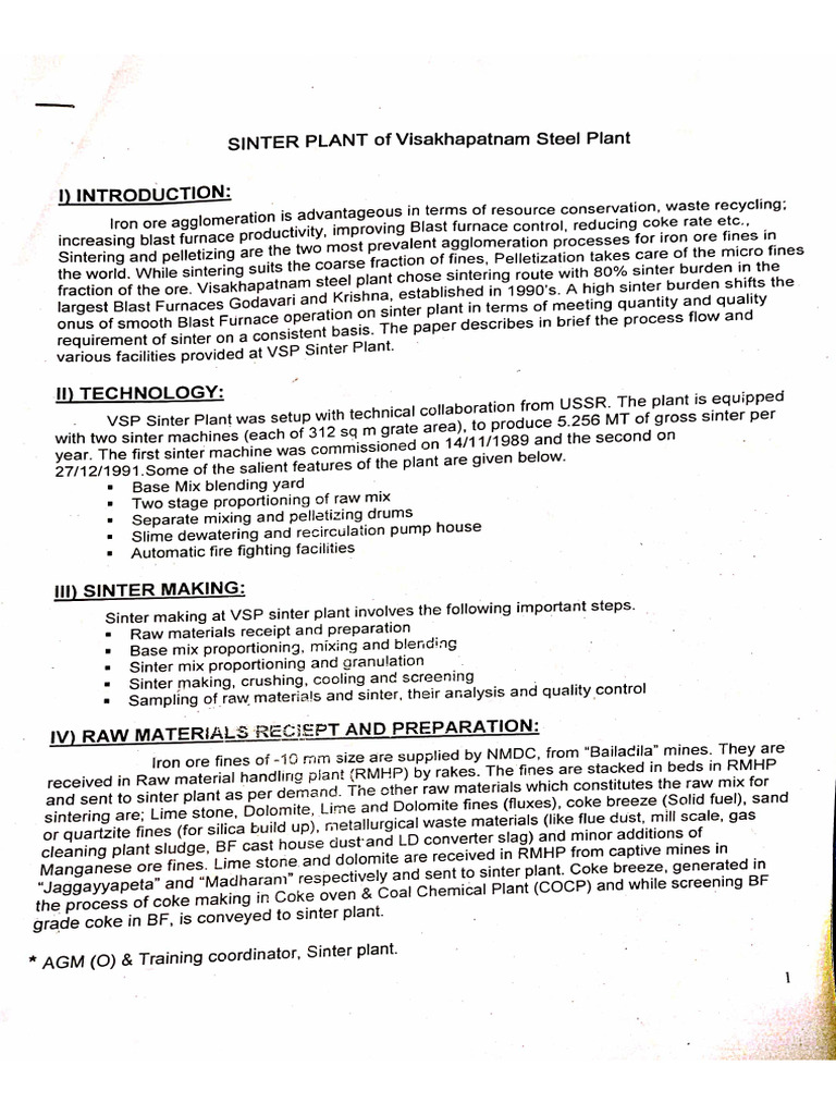 Sinter Plant | PDF