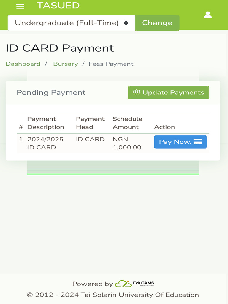 ID Card Payment Instructions for TASUED | PDF