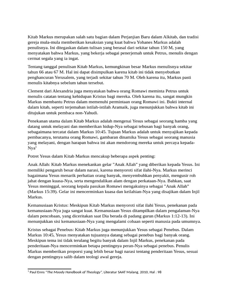 Kristologi Kitab Markus | PDF