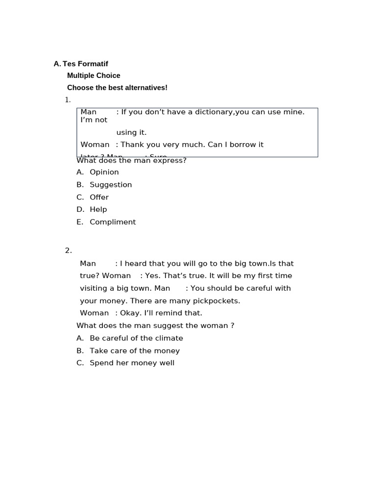 Tes Formatif - Suggestions and Offers | PDF