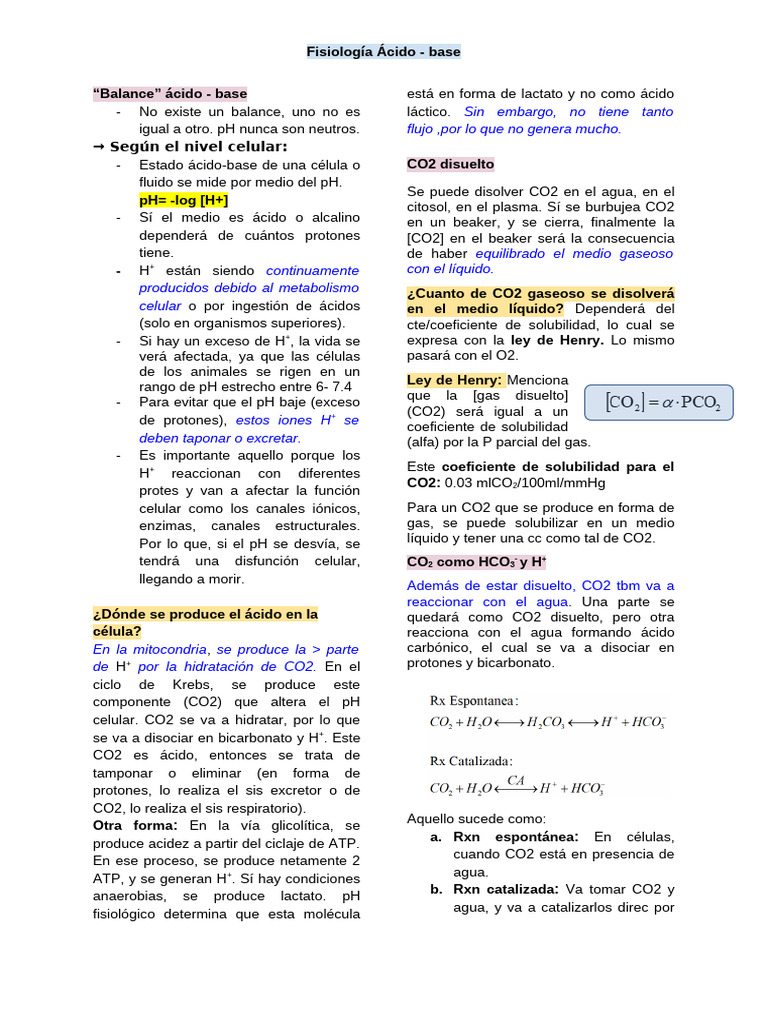 C1 - Fisiologia Acido - Base | PDF | Solución tampón | Ácido