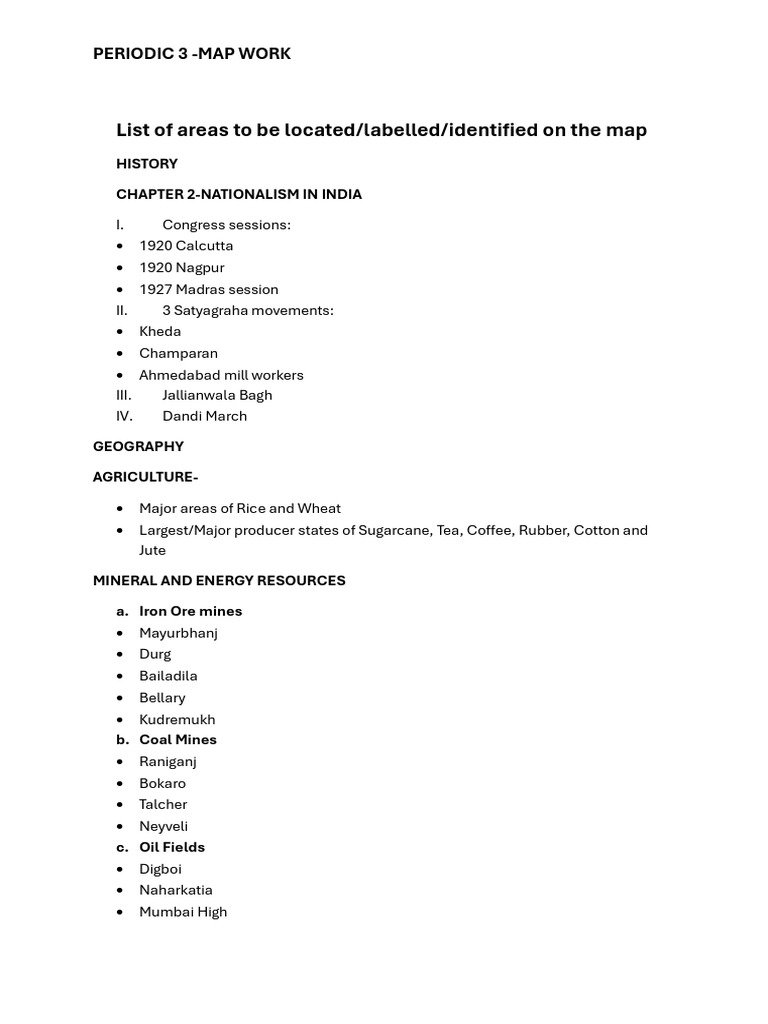 Class 10 Periodic 3 Map Work | PDF