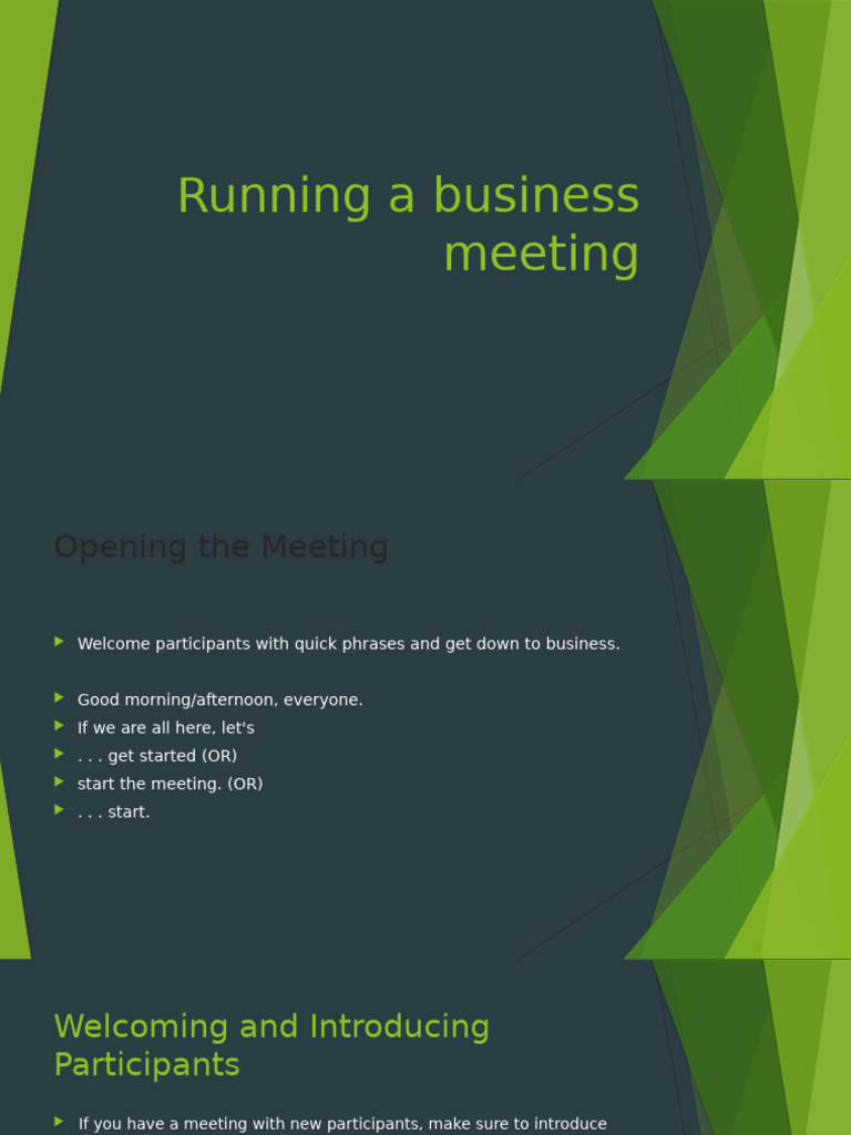 Running A Business Meeting | PDF | Agenda (Meeting)