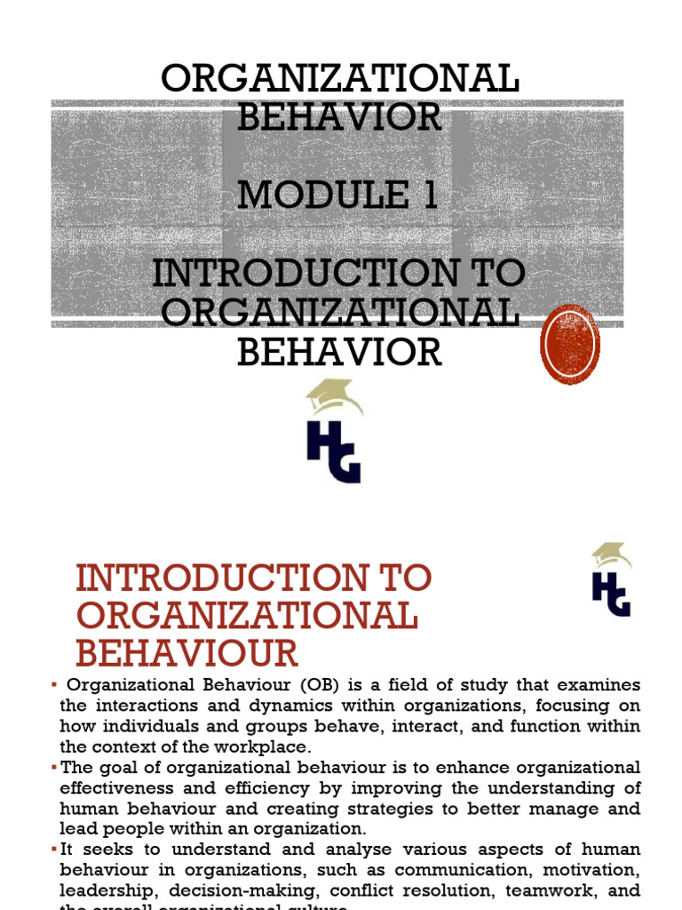 Organisational Behavior Unit - 1 | PDF | Organizational Behavior ...