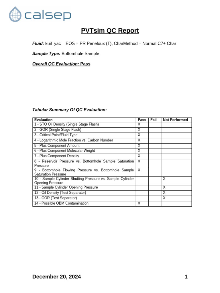 PVTsim QC Report - PR PENELOUX | PDF | Density | Pressure