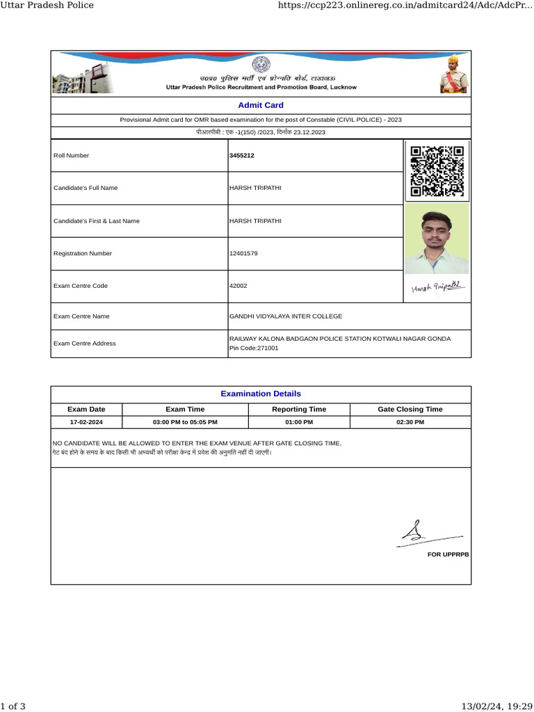 Uttar Pradesh Police | PDF | Identity Document