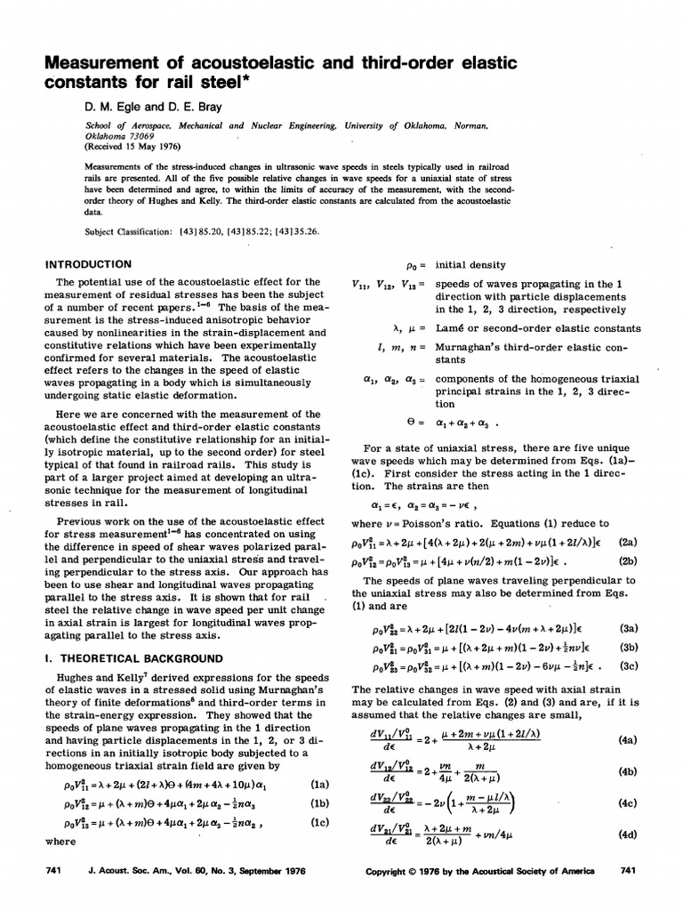 Measurement of Acoustoelastic Constants | PDF | Waves | Mechanics