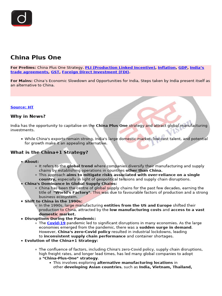 China pluse one policy | PDF | Infrastructure | Foreign Direct Investment