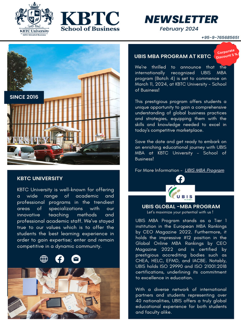 Feb 24 Newsletter KBTC University_School of Business | PDF | Master Of ...
