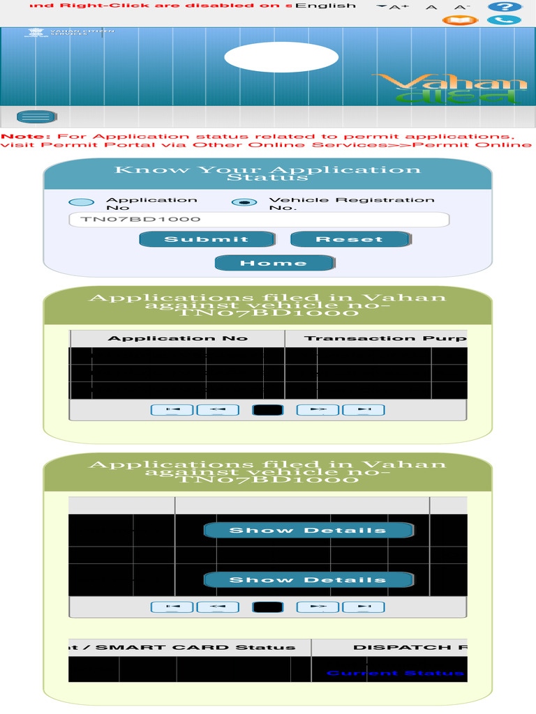 VAHAN 4.0 (Citizen Services) | PDF
