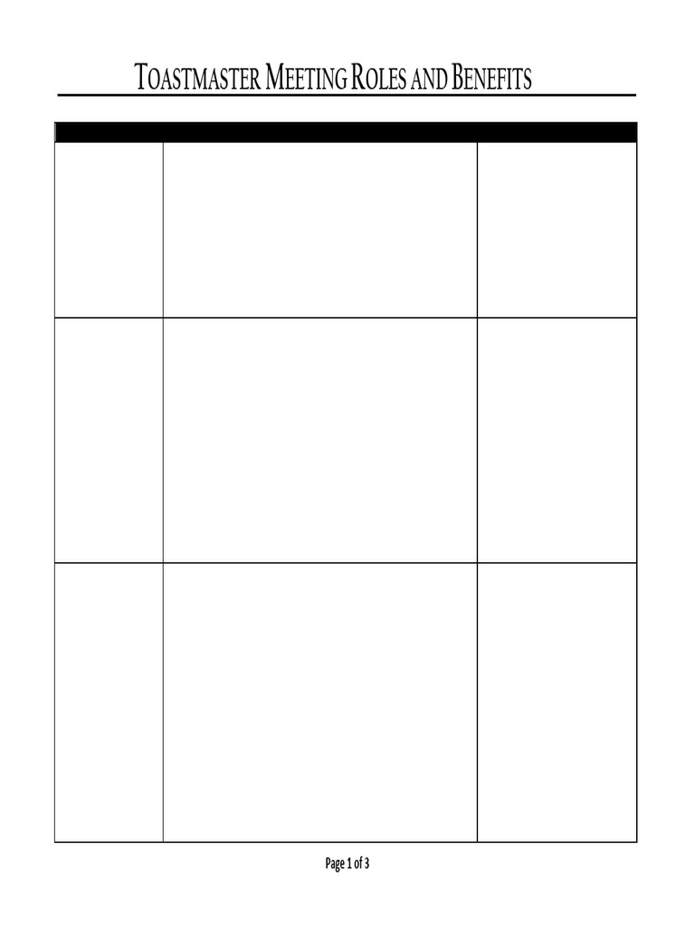 Toastmaster Meeting Roles and Benefits | PDF | Communication | Human ...