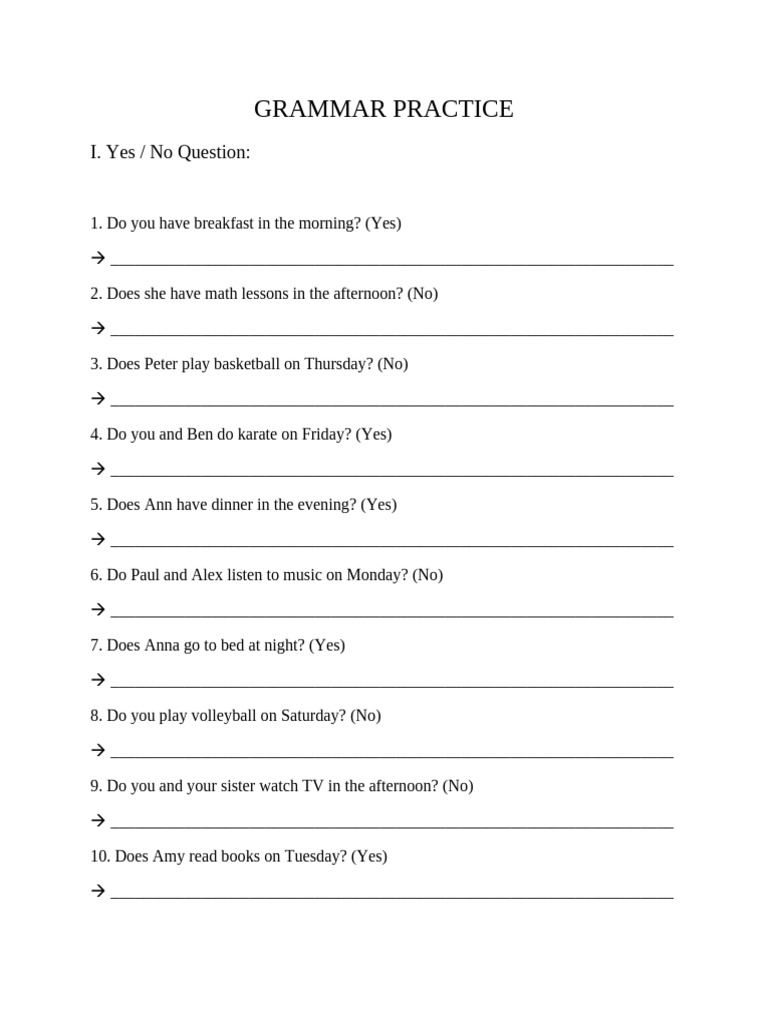 Grammar Practice: Questions & Sentences | PDF | Clothing