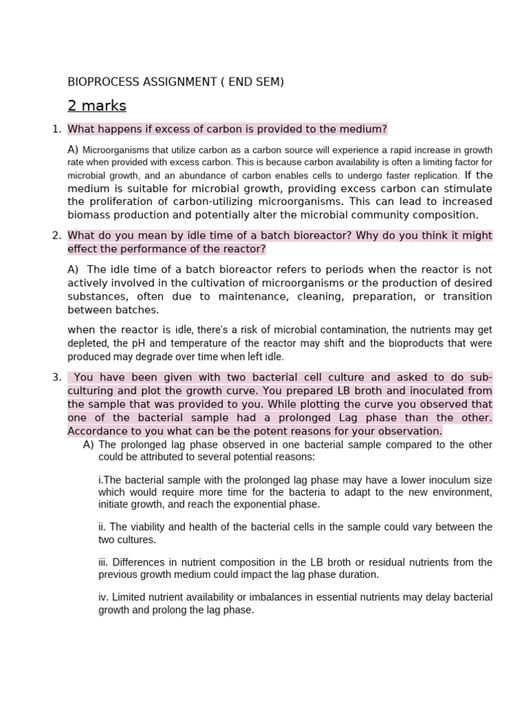 bioprocess assignment | PDF | Fermentation | Growth Medium