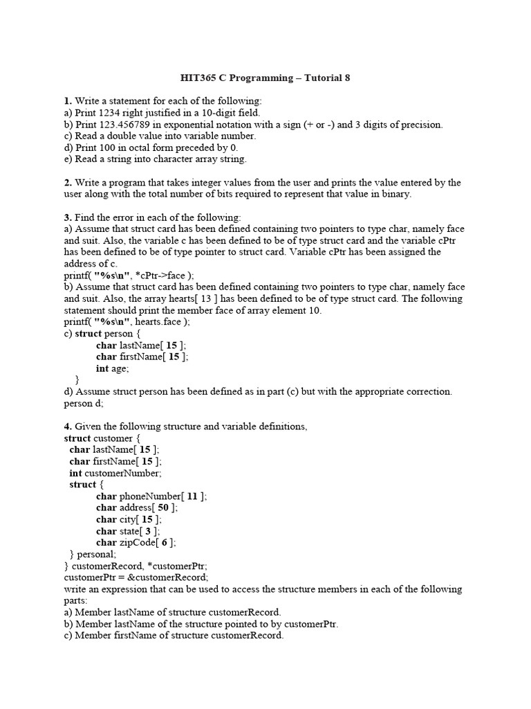 Tutorial 8 | PDF