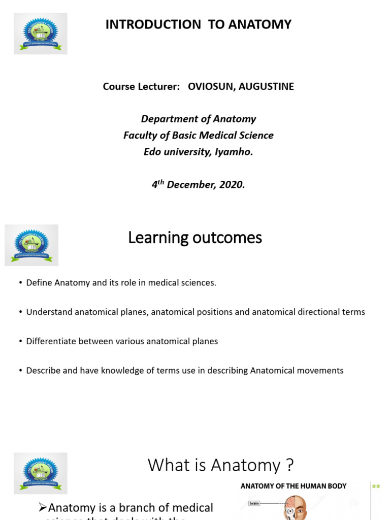 Introduction to Anatomy Course Overview | PDF | Anatomical Terms Of ...