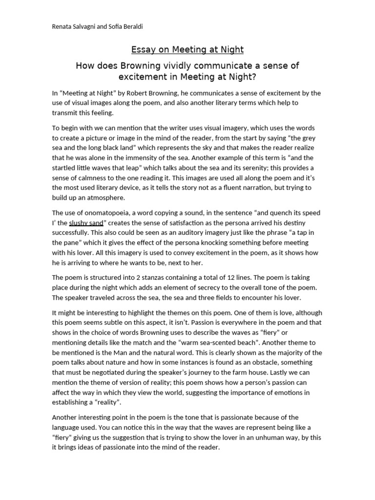 Essay On Meeting at Night | PDF | Poetry