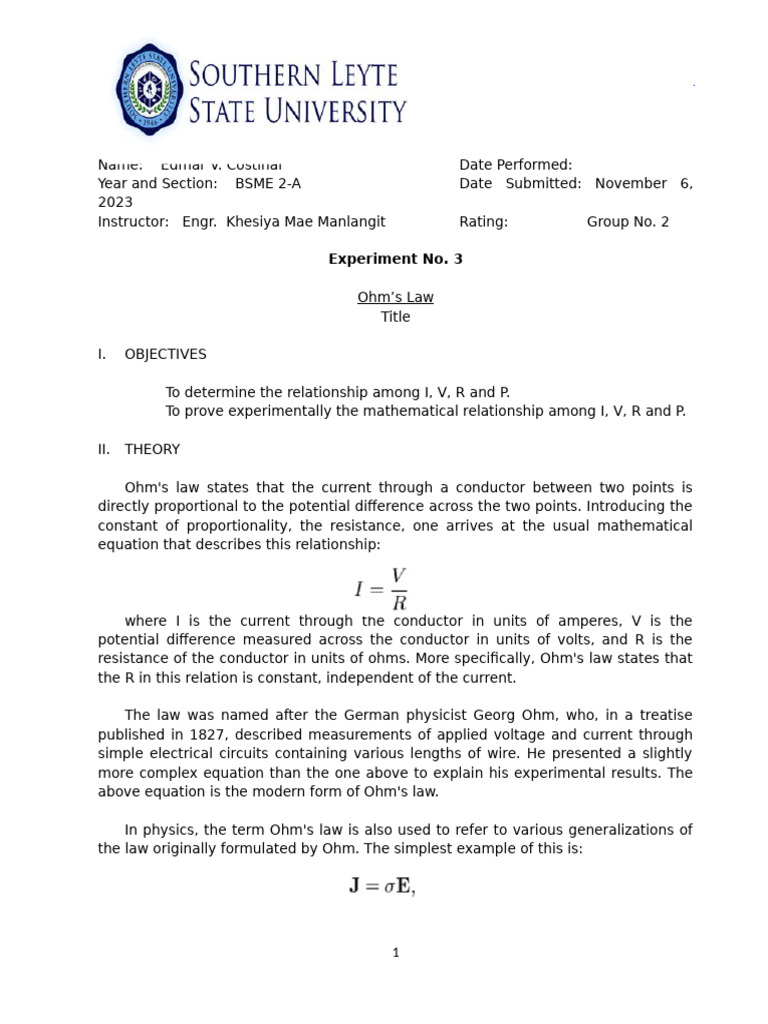 ACDC exp-3 | PDF | Electrical Resistance And Conductance | Voltage