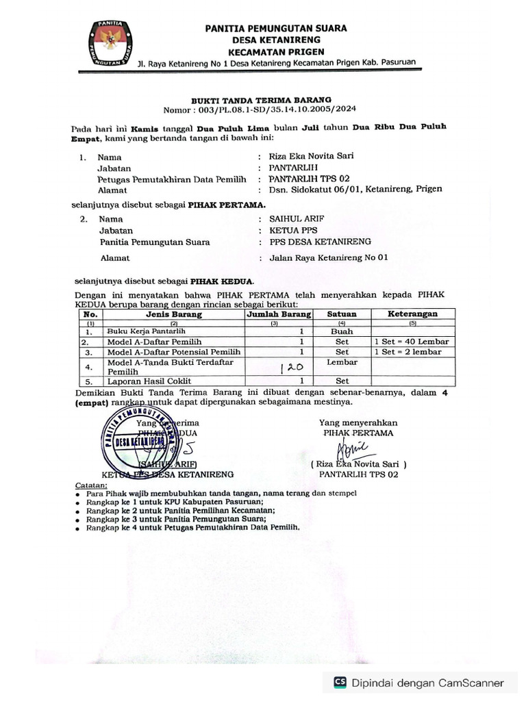 BTTB PANTARLIH KE PPS TPS 02 RIZA | PDF