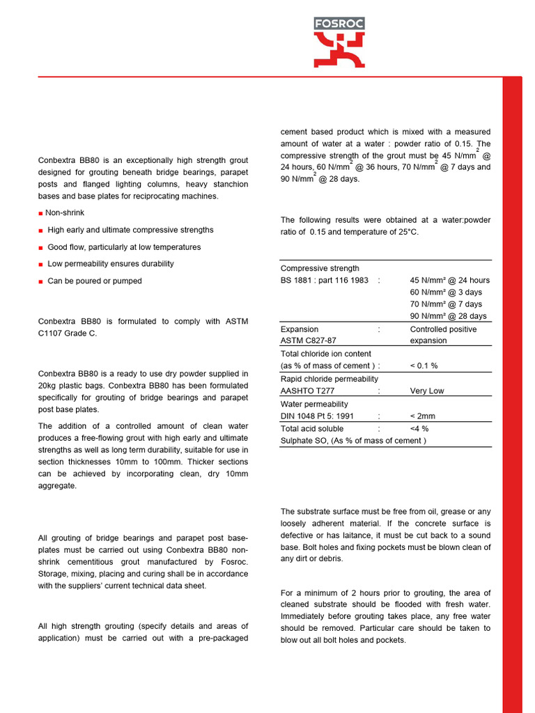 (PDS) Conbextra BB80 (MY) | PDF | Cement | Building Materials