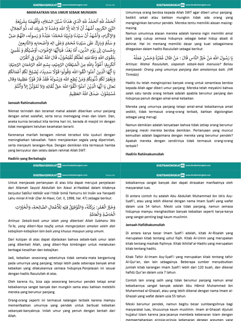 123.manfaatkan Sisa Umur Sebaik Mungkin | PDF