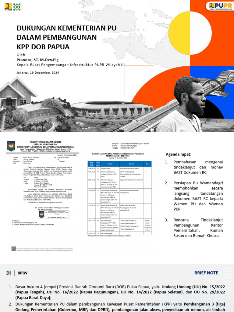 Bahan Paparan Kapuswil III BPIW - Rapat Koordinasi KPP DOB Dan Persiapan TTD Berkas RC ...