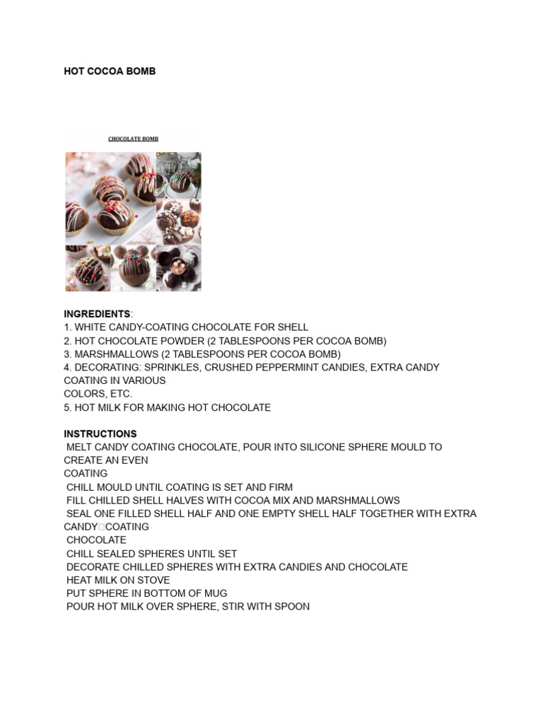 Hot Cocoa Bomb PDF | PDF