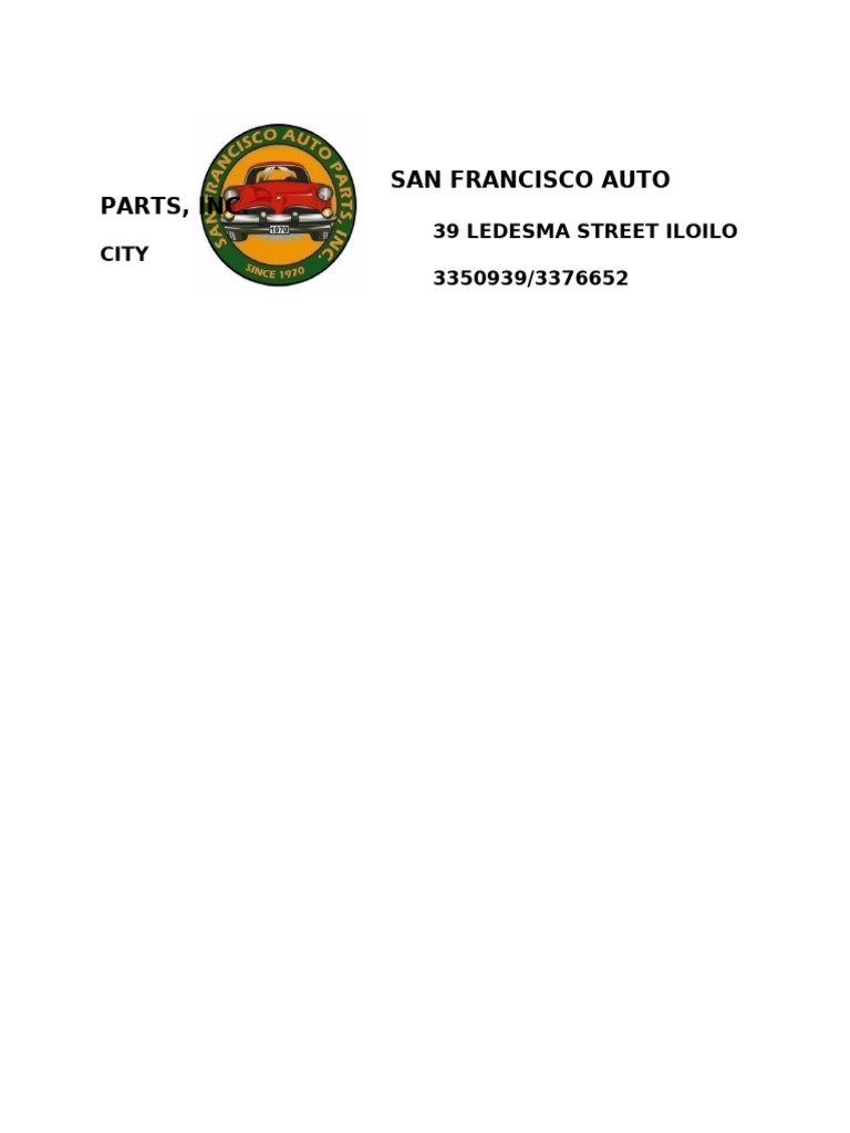 San Francisco Auto Parts | PDF