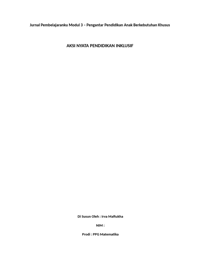 Jurnal Pembelajaranku Modul 3 (Pendidikan Inklusif) | PDF