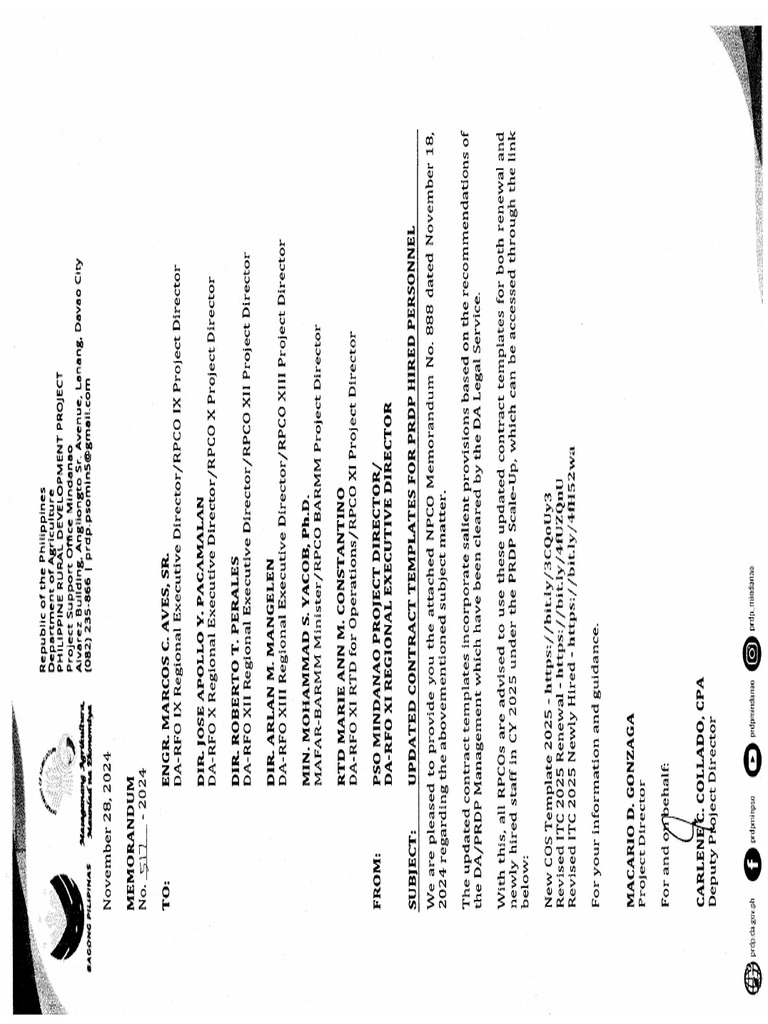 RPCOs - Updated contract templates for PRDP Hired Personnel | PDF