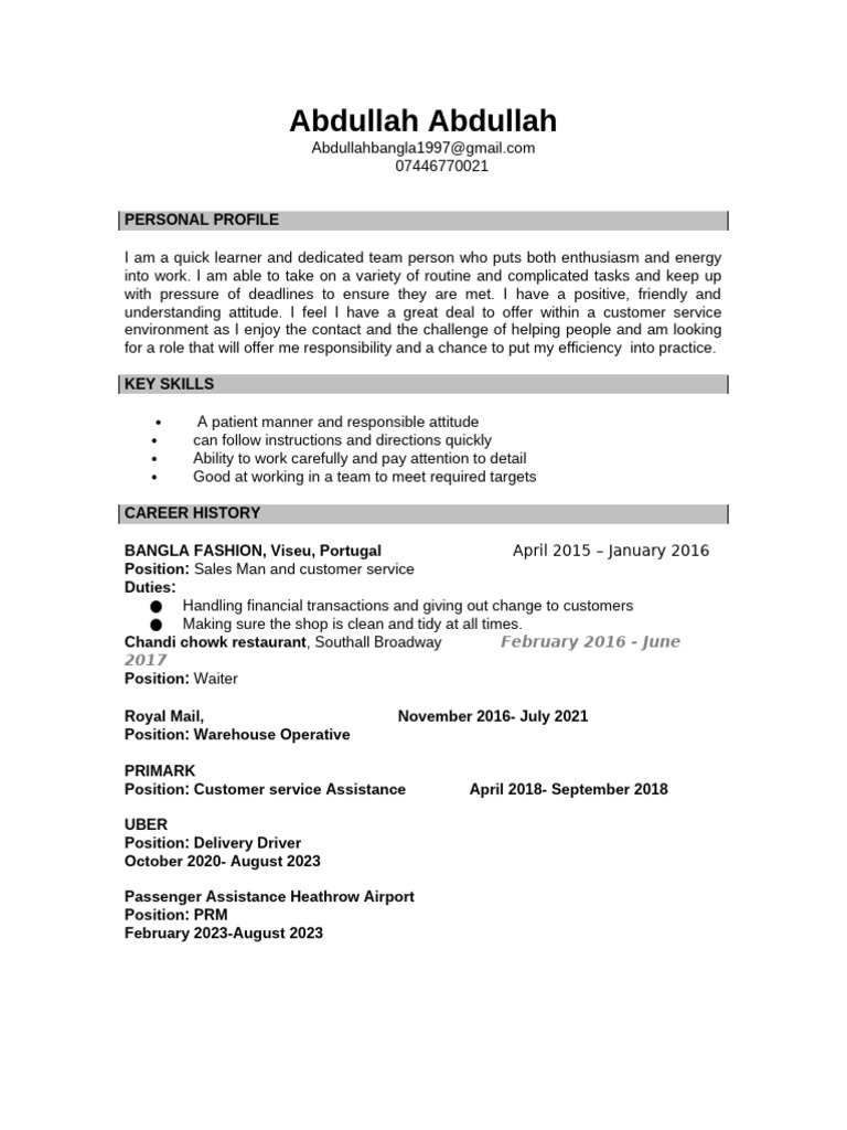 Abdullah CV Latest | PDF