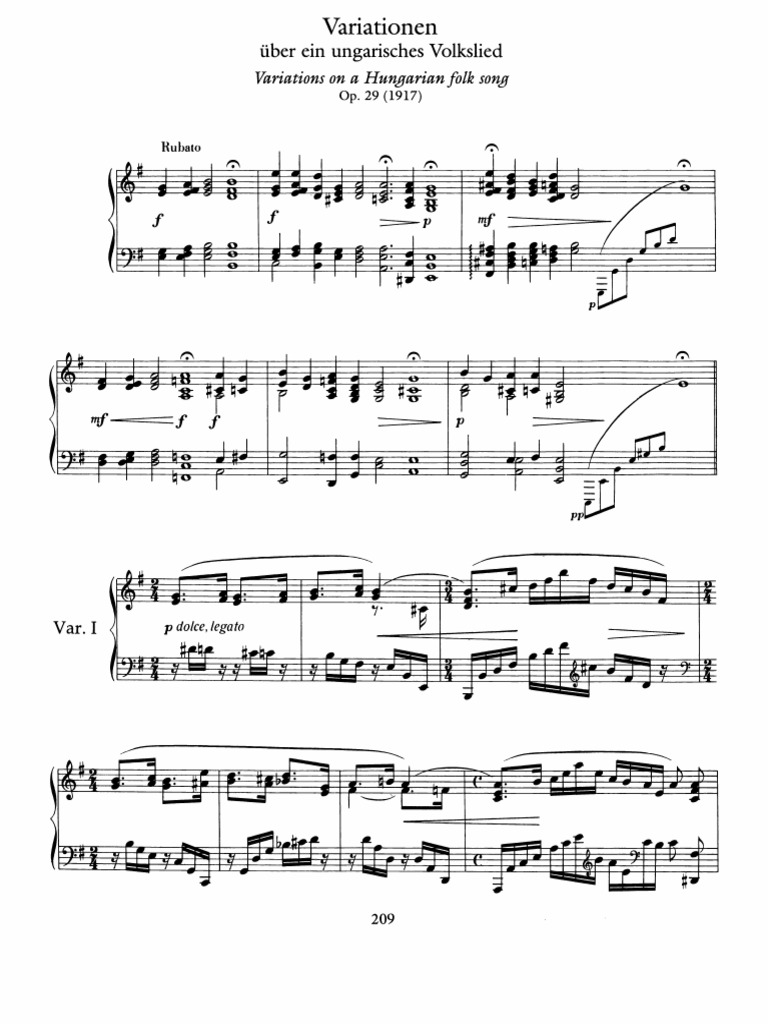 Dohnányi-Variations on a Hungarian Folksong,Op.29 | PDF
