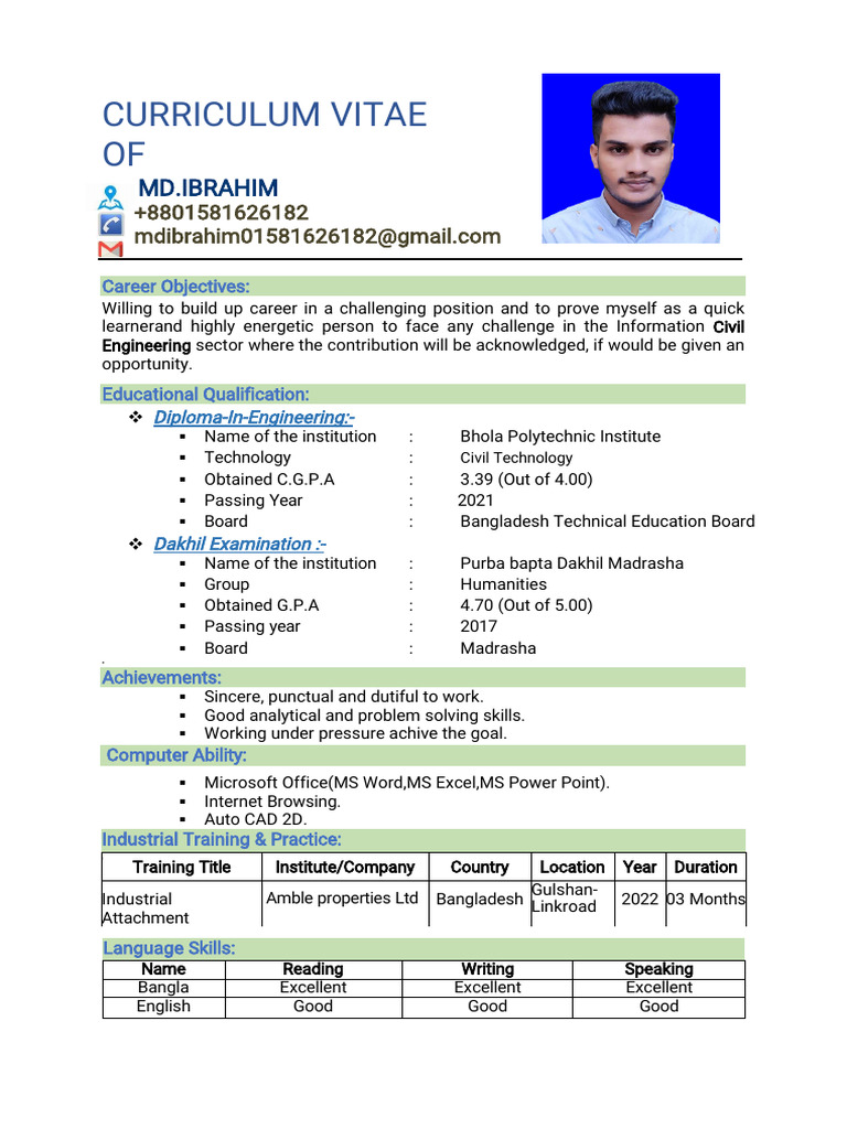 Md. Ibrahim CV | PDF